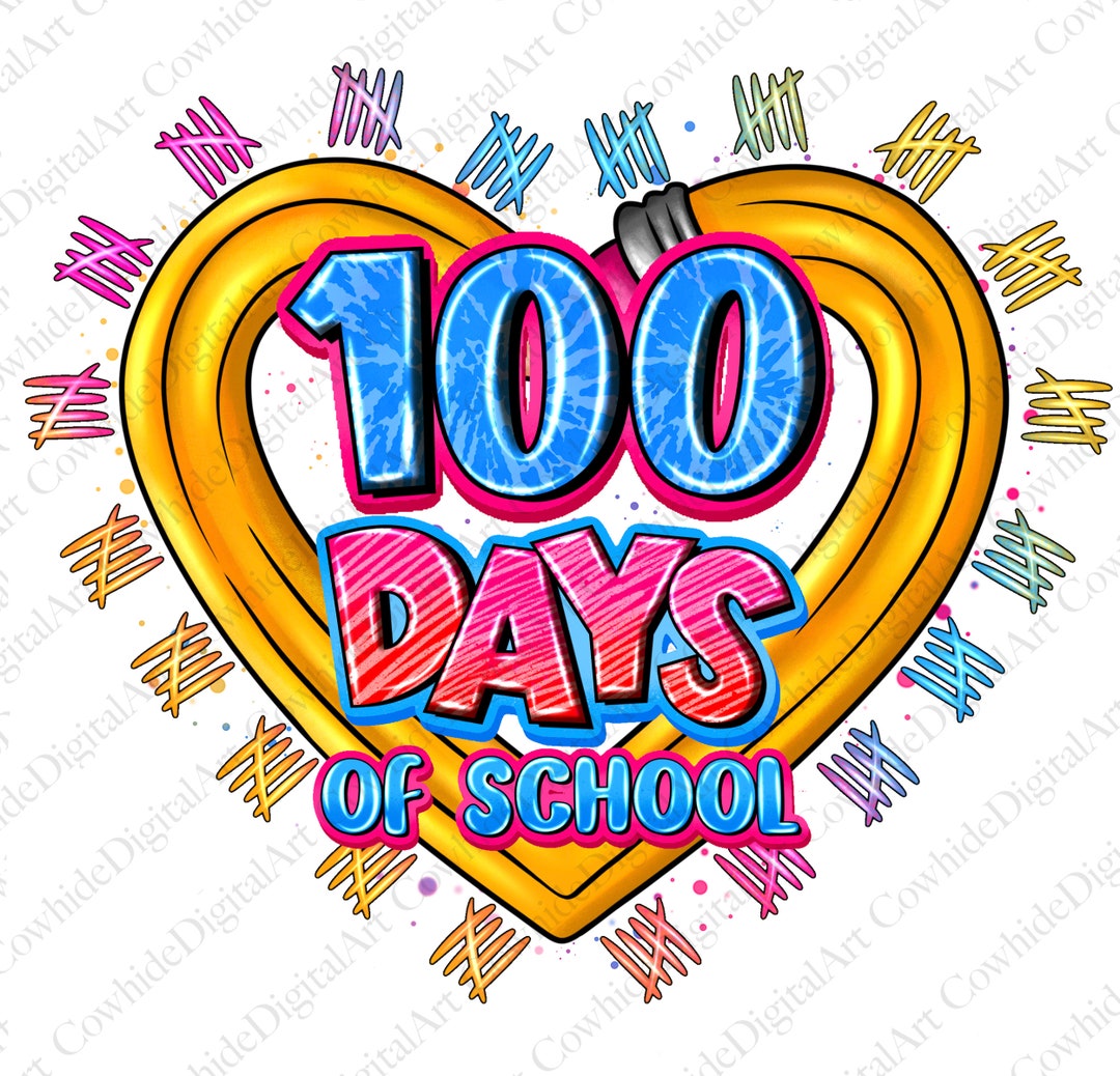 100 Day's of School Png Sublimation Design Download, Happy 100 Days Png ...