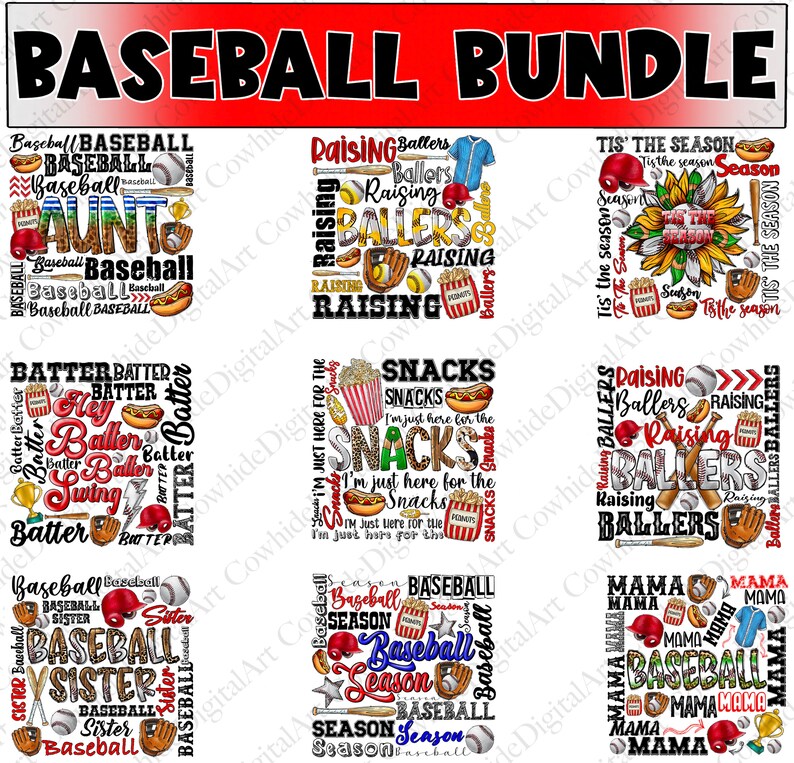 Baseball PNG Sublimation Design Bundle (digital Download) - Etsy