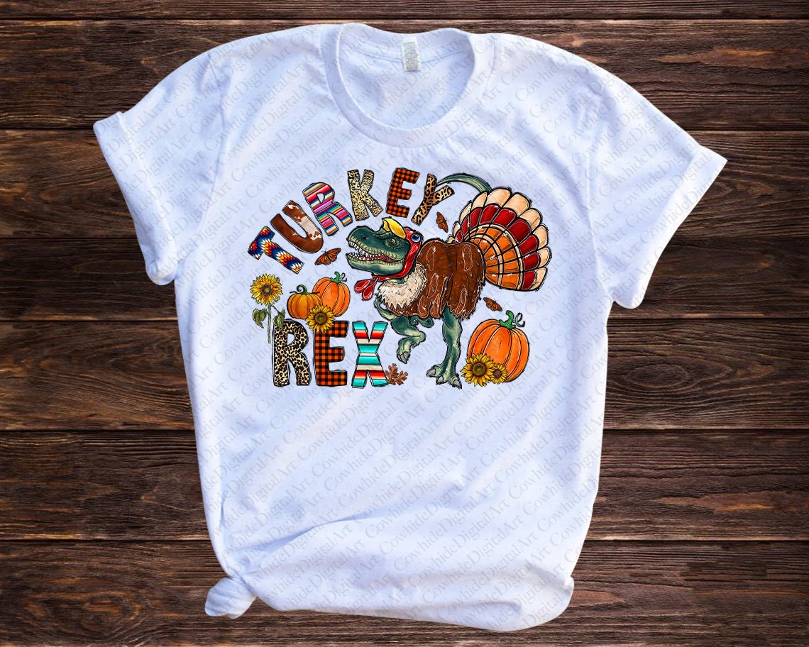 Turkey Rex Fall PNG, Autumn Dinosaur Sublimation Design (digital ...