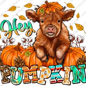 Hey Pumpkin Cow Png Sublimation Design, Fall Png, Hello Fall, Cow Png ...