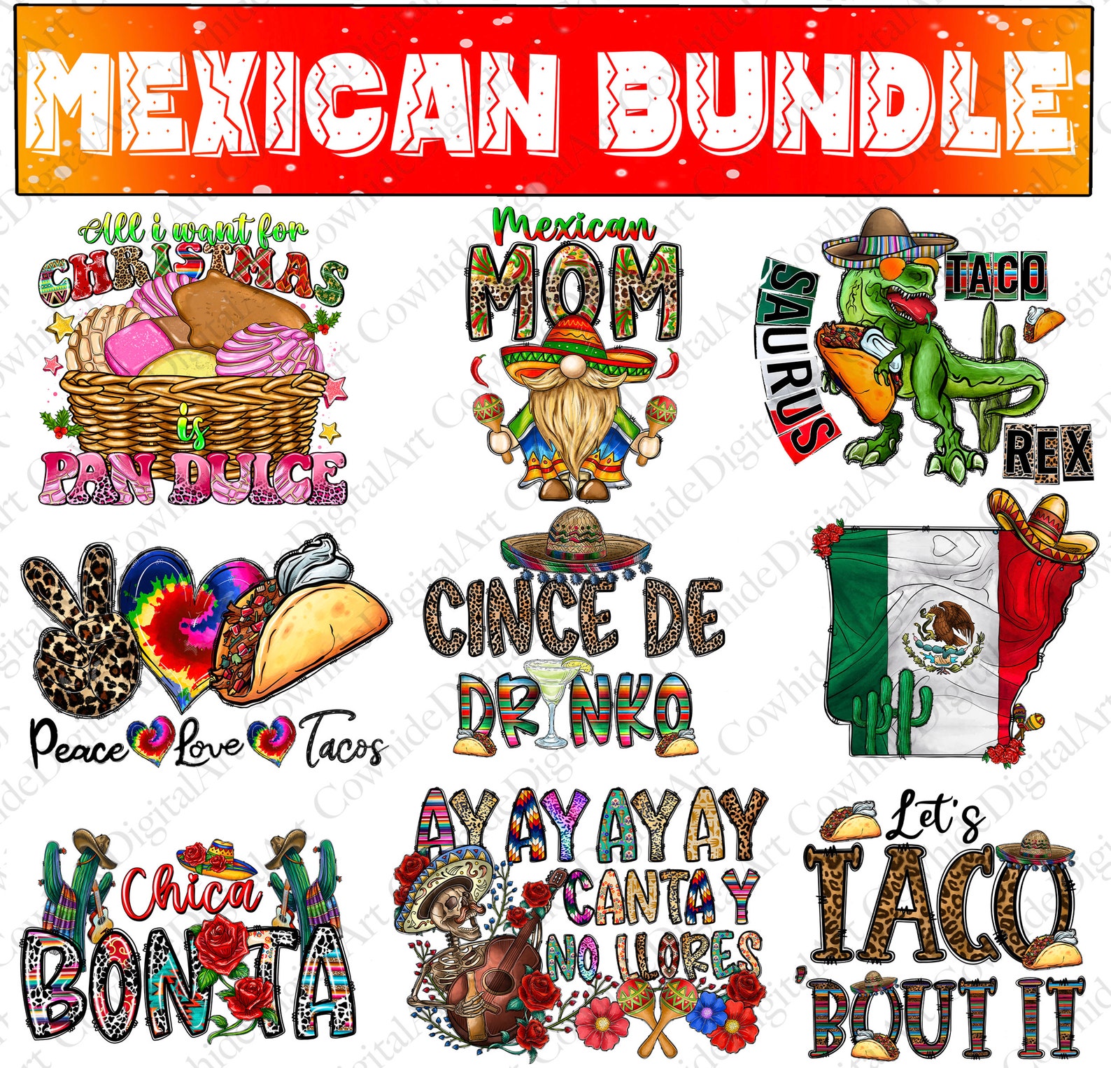 Mexican Bundle Png, Cinco De Mayo Png, Mama Cita, Cowhide, Western Png ...