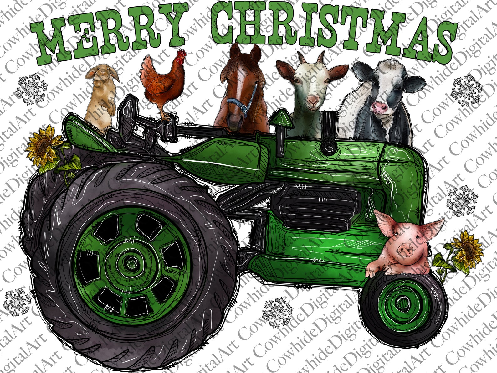 Merry Christmas Farm Animals Png Christmas Animals Digital - Etsy