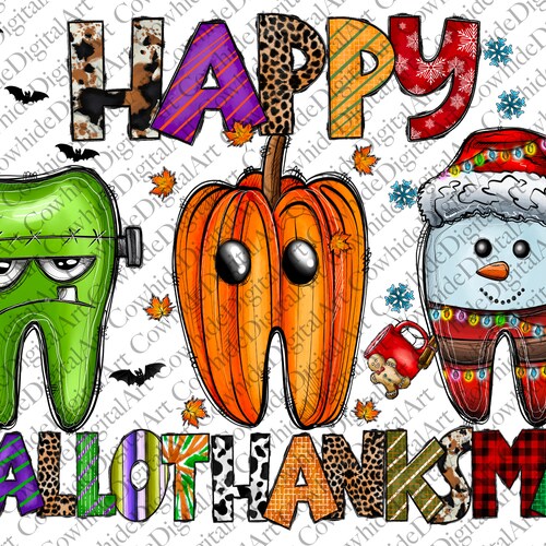 Happy Hallothanksmas Teeth PNG Teeth Clipart Fall PNG - Etsy