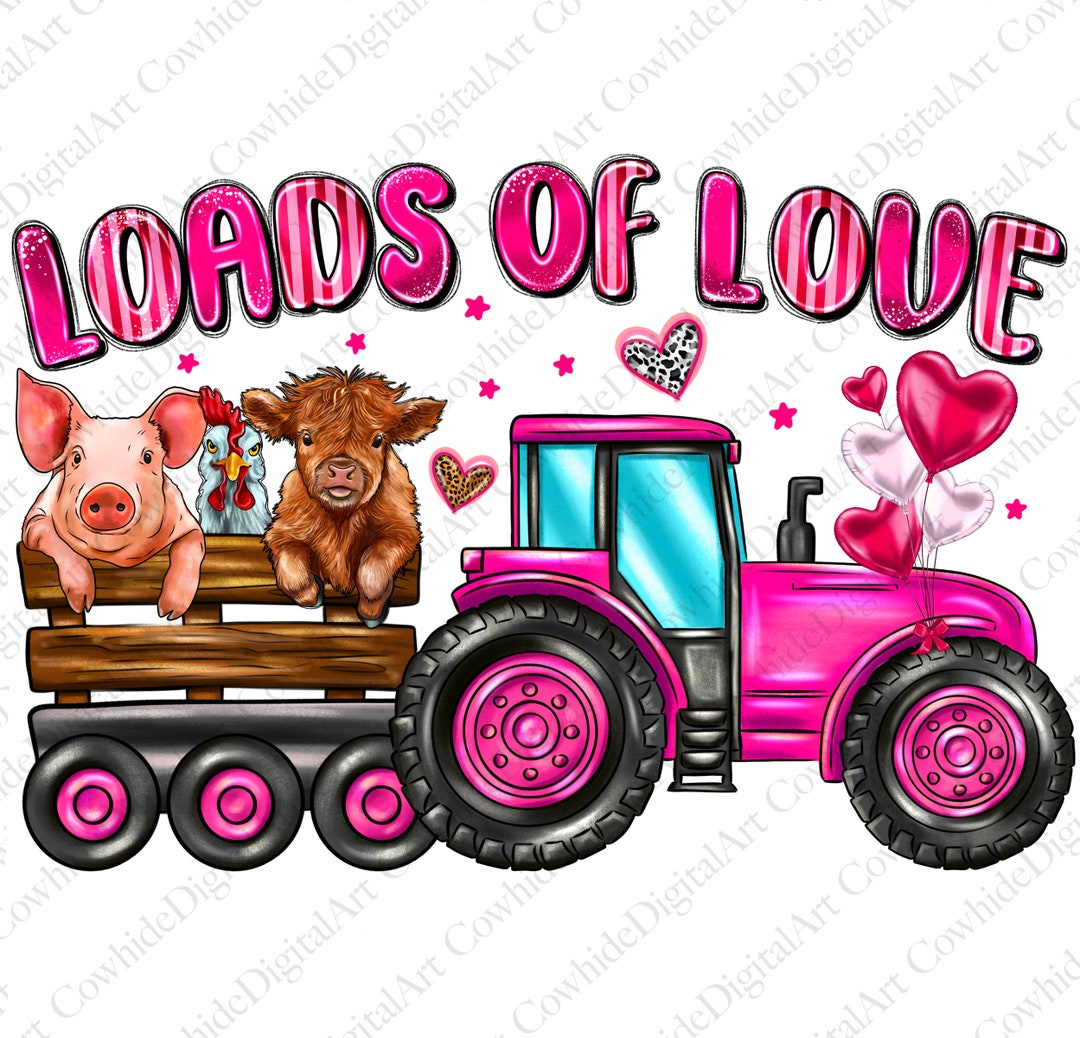 Valentine's Day Tractor PNG File, Sublimation Designs Download, Digital ...