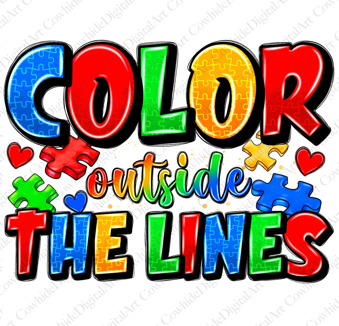 Color Outside the Lines Autism Awareness Png Sublimation Design ...