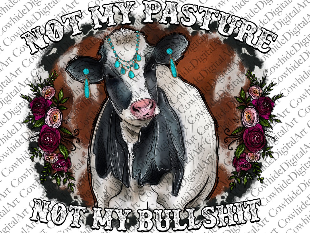 Cow PNG: Western Cowhide, Turquoise Gemstone, Floral Design (digital ...