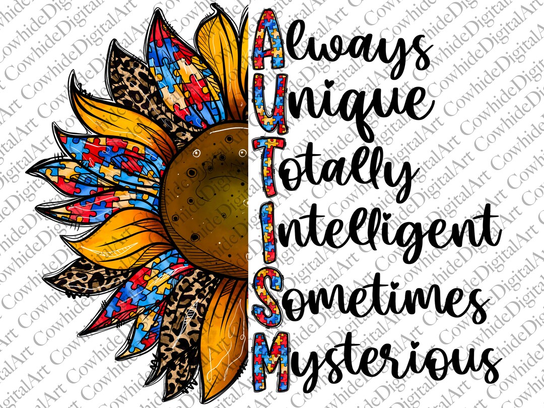 Autism Sunflower PNG, Autism Awareness, Autism Mom, Au-some Sublimation ...