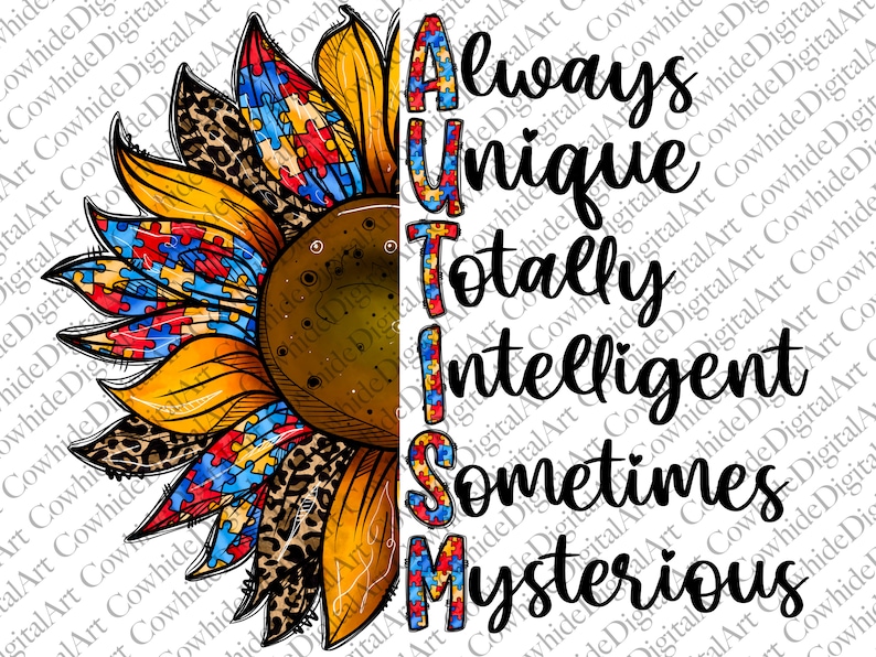 Autism Sunflower PNG, Autism Awareness, Autism Mom, Au-some Sublimation ...
