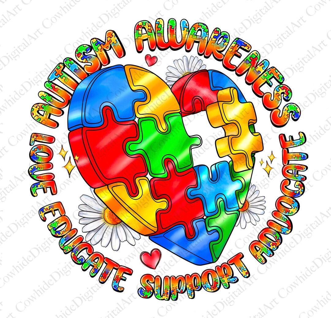 Autism Awareness Heart Puzzle PNG, Sublimation Design (digital Download ...