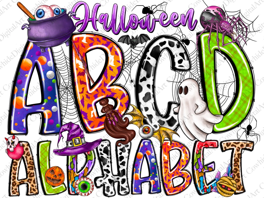 Halloween Alphabet Bundle Png, Halloween Png, Halloween Doodle Letters ...