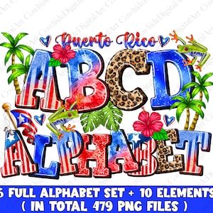 Puerto Rico Doodle Alphabet Bundle PNG , Puerto Rico PNG Letters ...