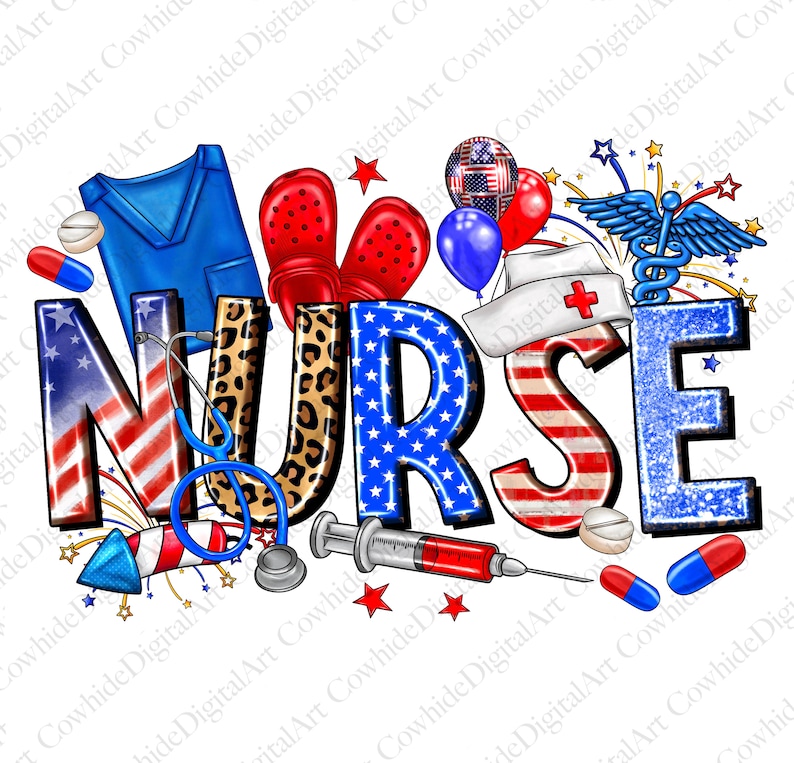 4th of July Nurse PNG, Patriotic Sublimation Design (digital Download ...