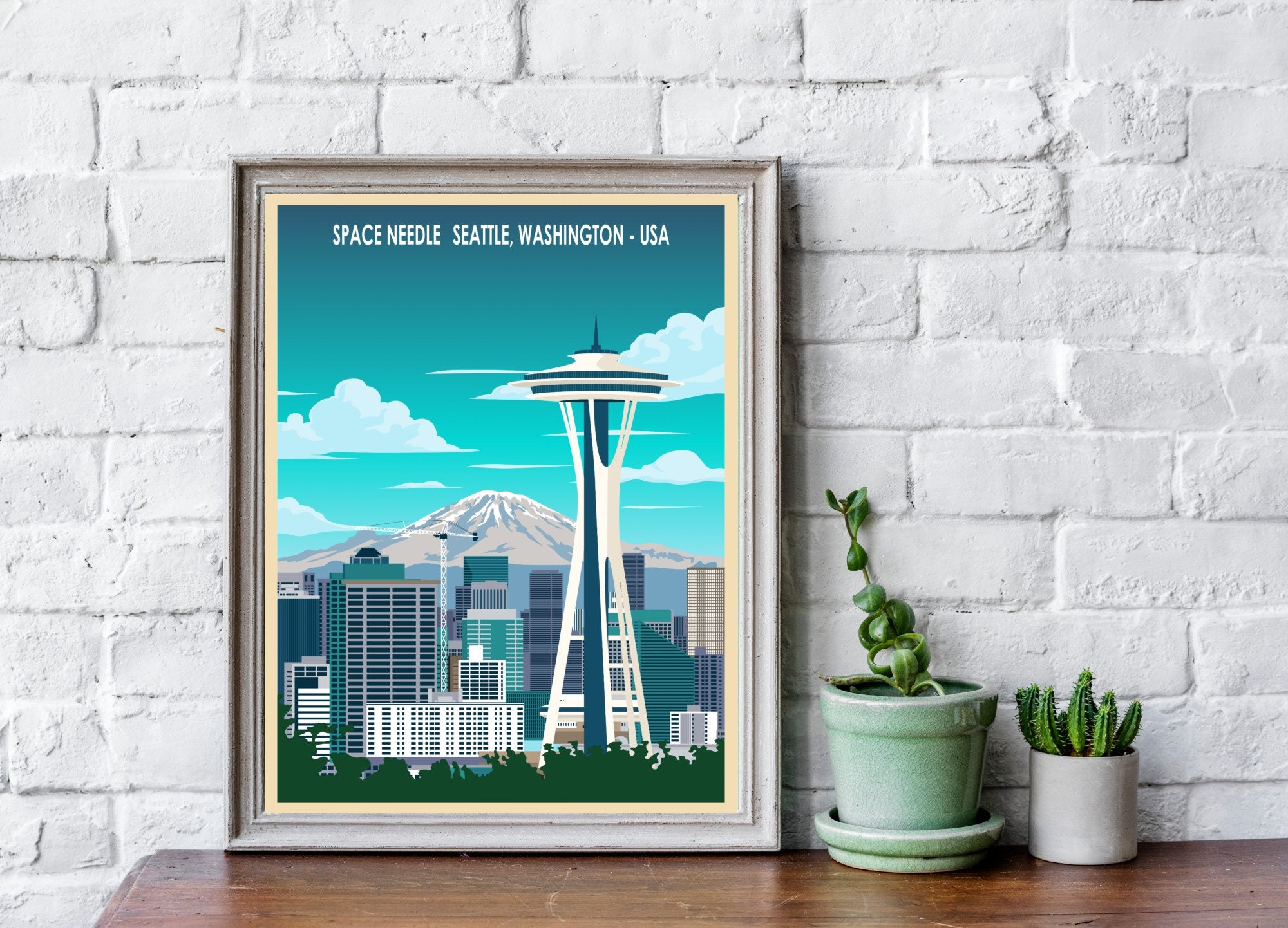 Seattle Poster Seattle Retro Print Seattle Washington - Etsy