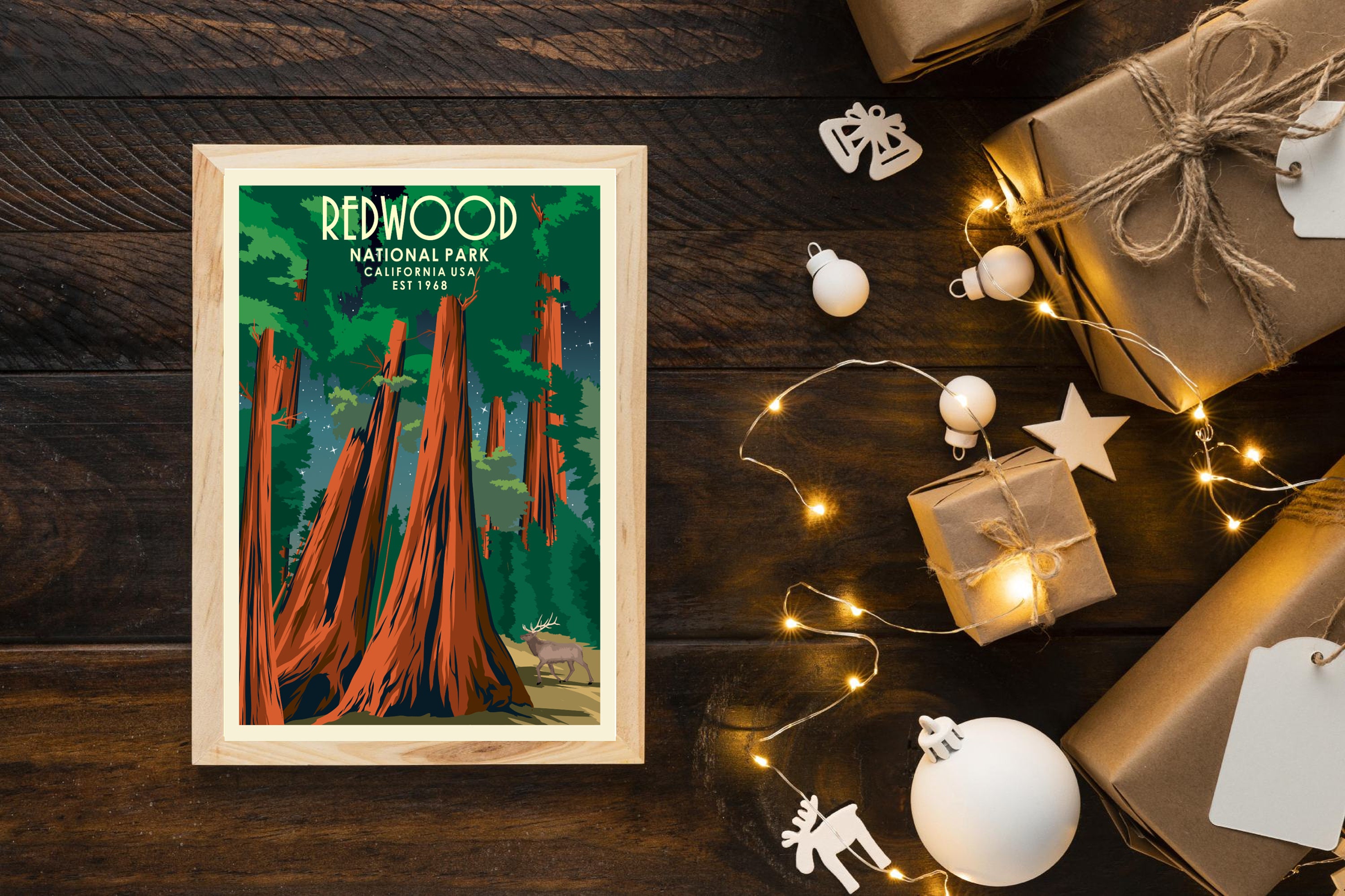 Redwood Poster Redwood National Park Print US National - Etsy