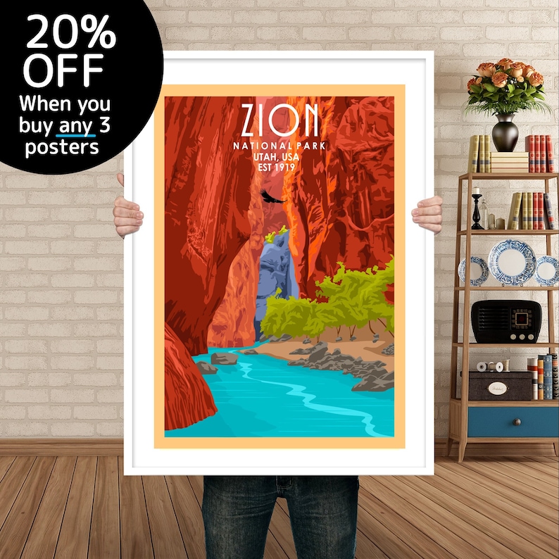 Zion National Park Poster | Zion Park Print | Zion National Park | Wall ...