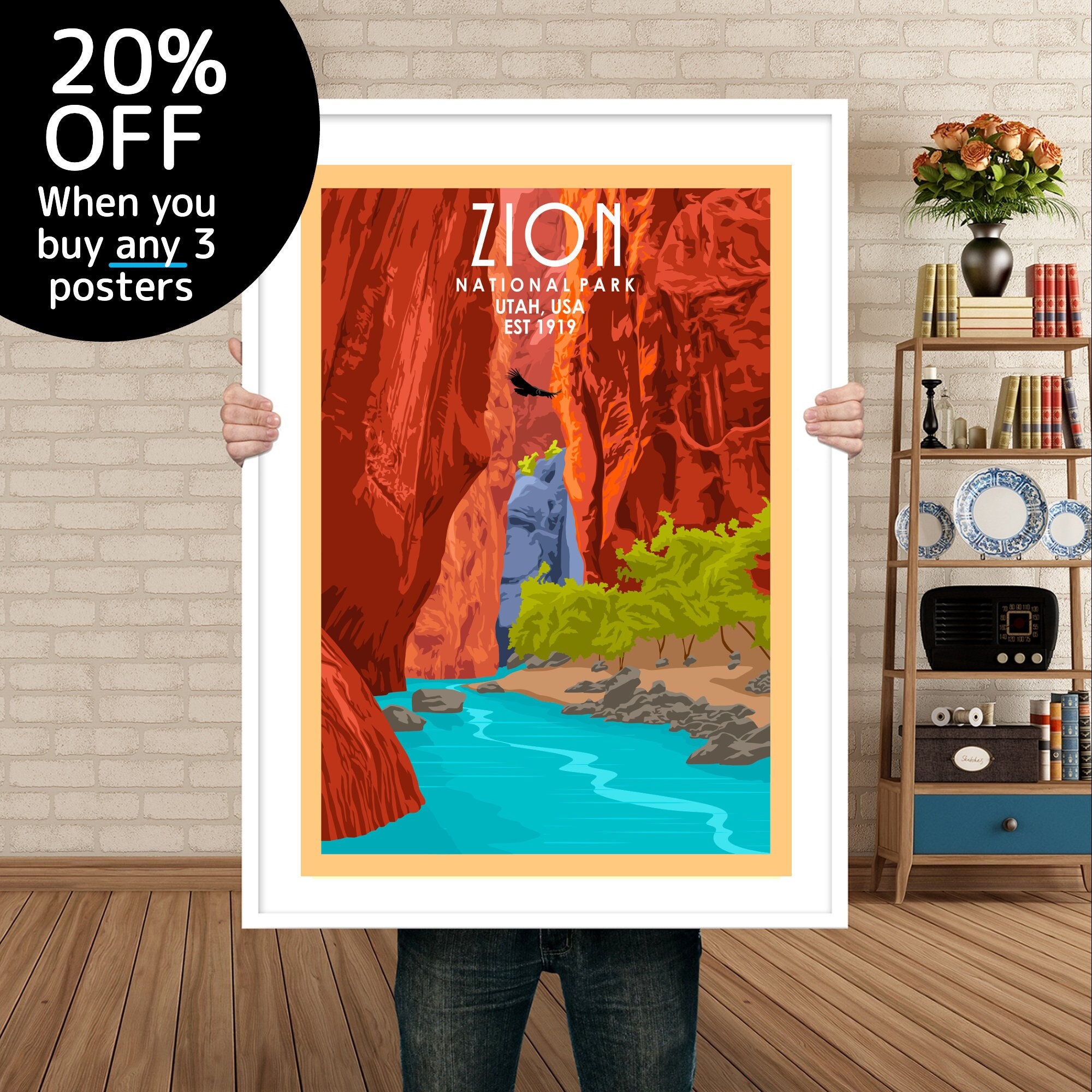 Zion National Park Poster | Zion Park Print | Zion National Park | Wall ...