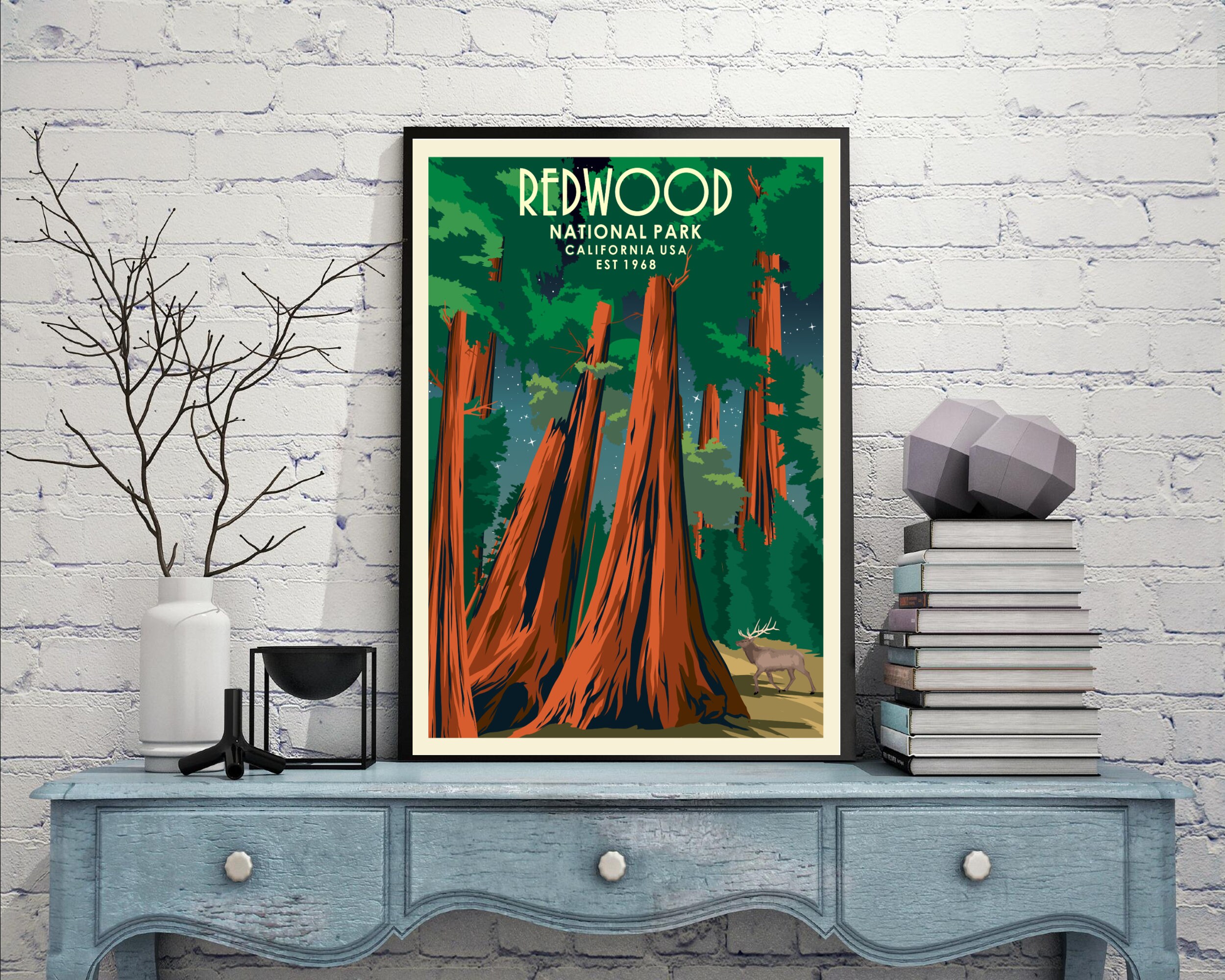 Redwood Poster Redwood National Park Print US National - Etsy