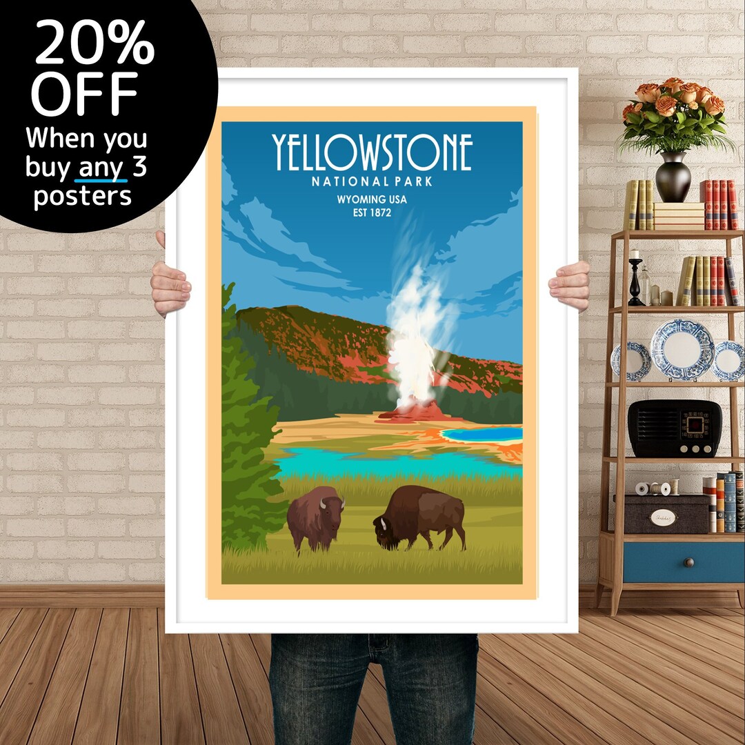 Yellowstone Park Poster | Yellowstone Print | Yellowstone National Park ...