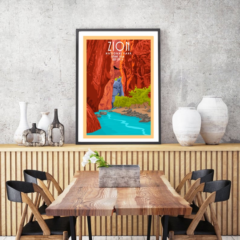 Zion National Park Poster Zion Park Print Zion National Park Wall Art ...