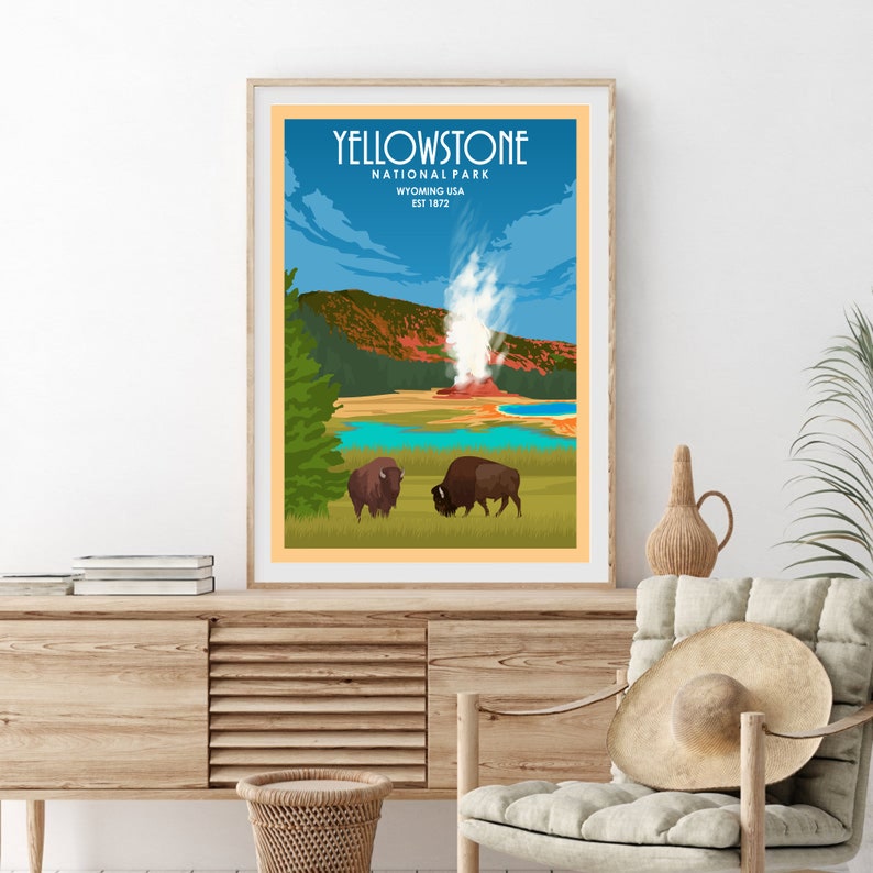 Yellowstone Park Poster Yellowstone Print Yellowstone - Etsy