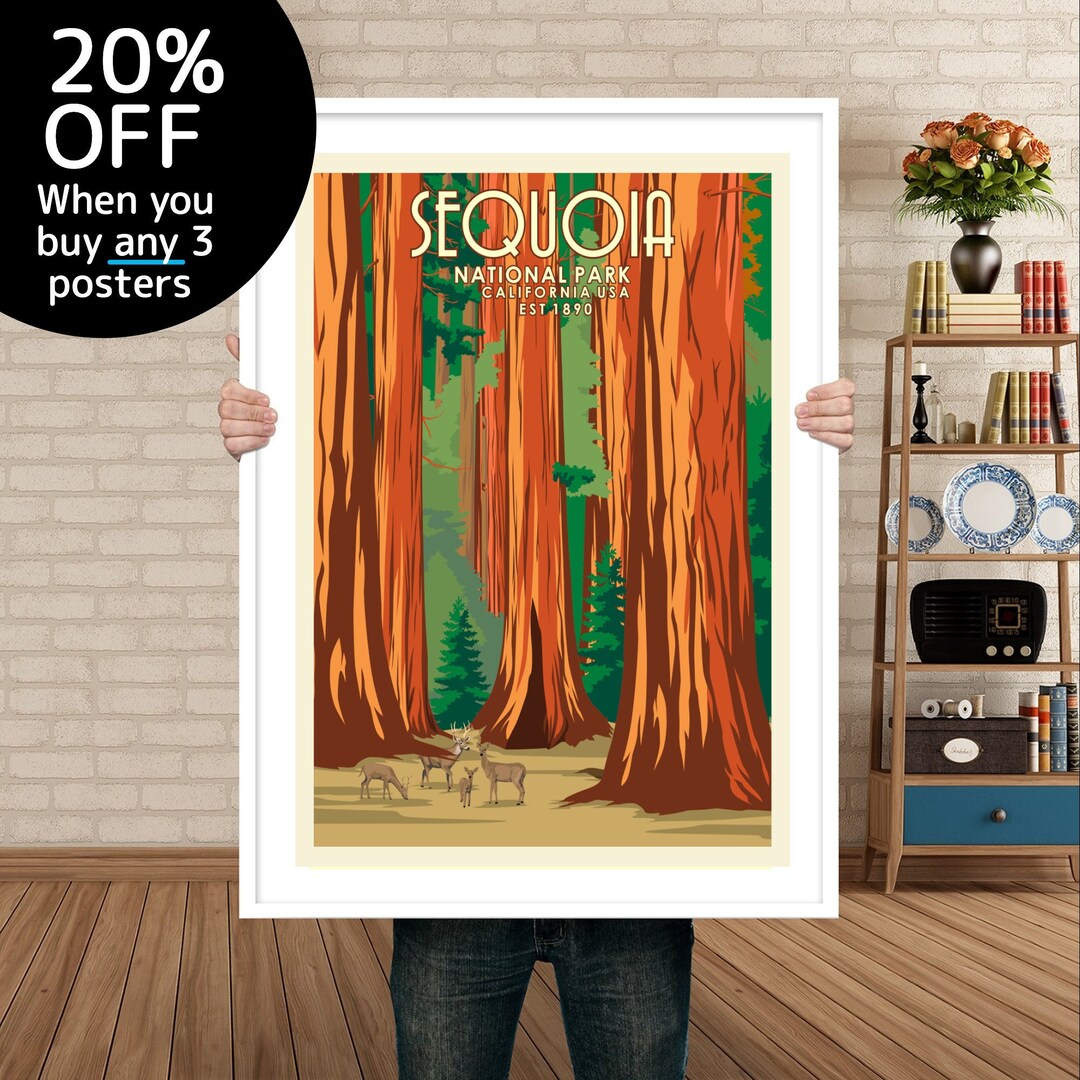 Sequoia Park Poster | Sequoia Print Poster | Sequoia National Park ...