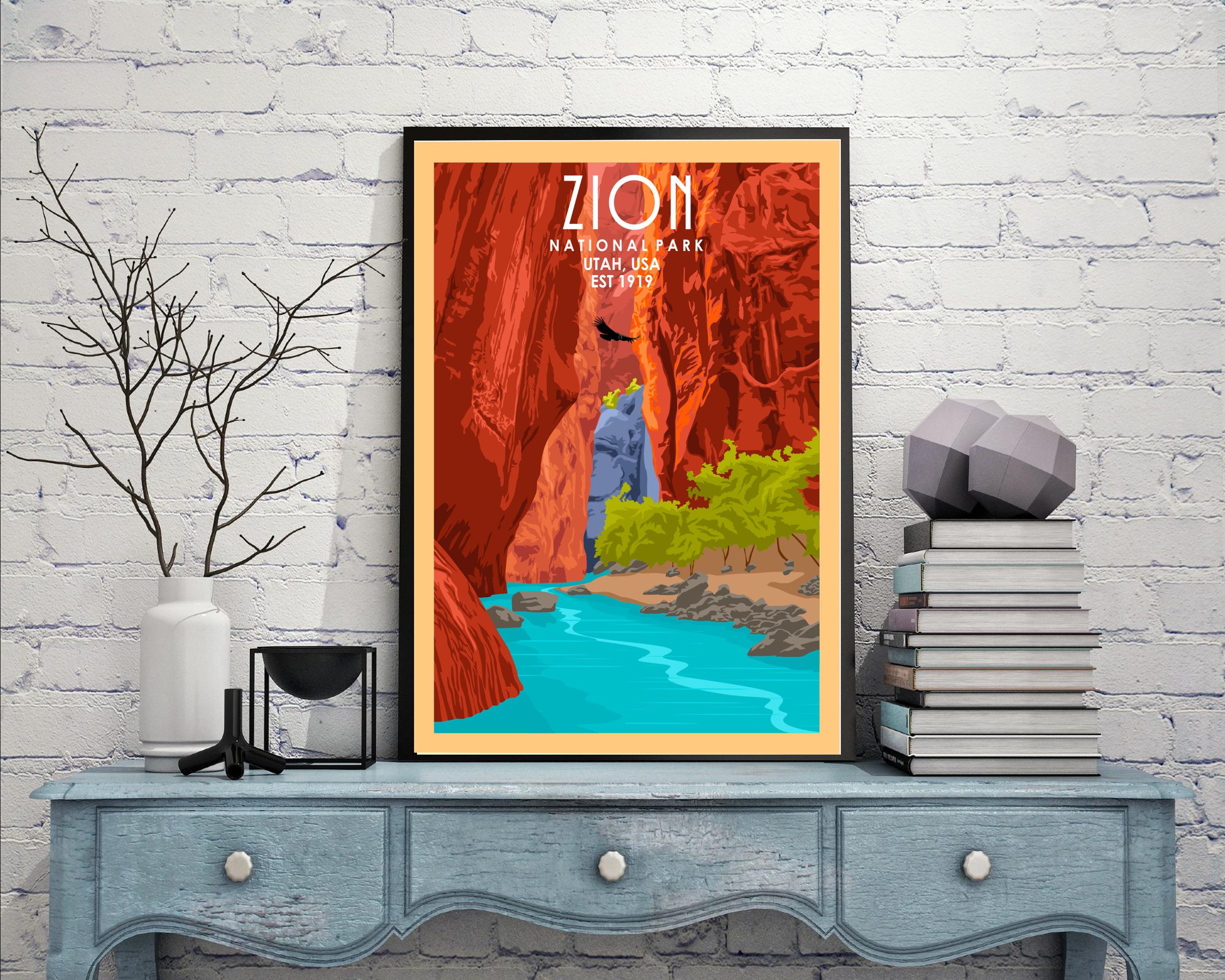 Zion National Park Poster Zion Park Print Zion National Park Wall Art ...