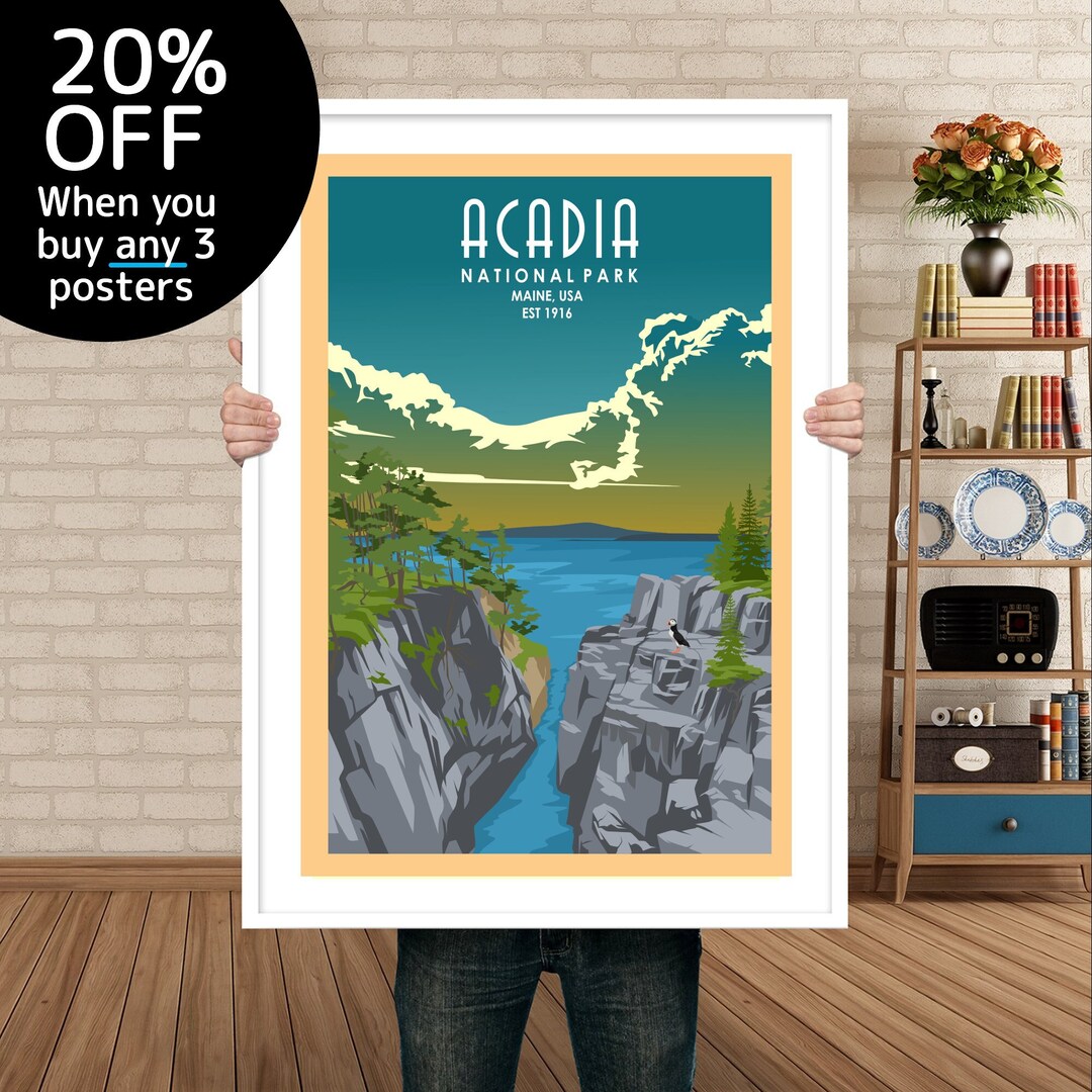 Acadia National Park Poster | Acadia Park Print | Acadia National Park ...
