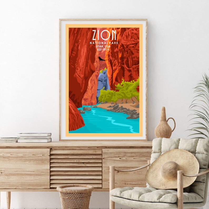 Zion National Park Poster | Zion Park Print | Zion National Park | Wall ...