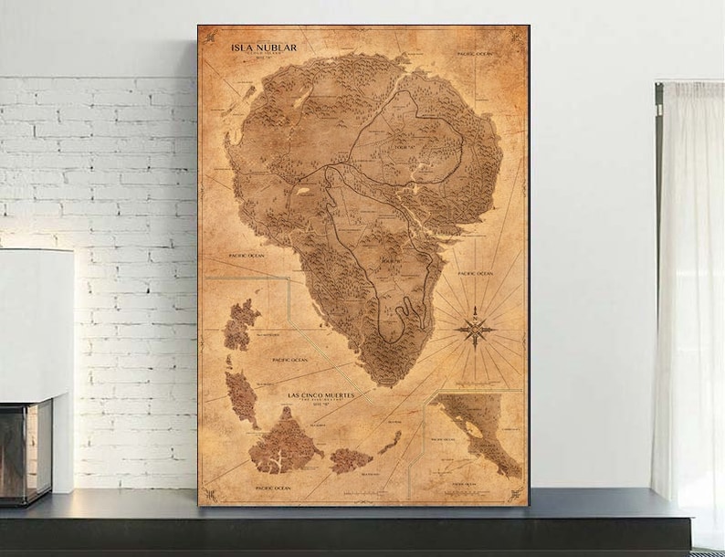 Jurassic Park Map Poster Canvas Wall Art Painting Printno - Etsy