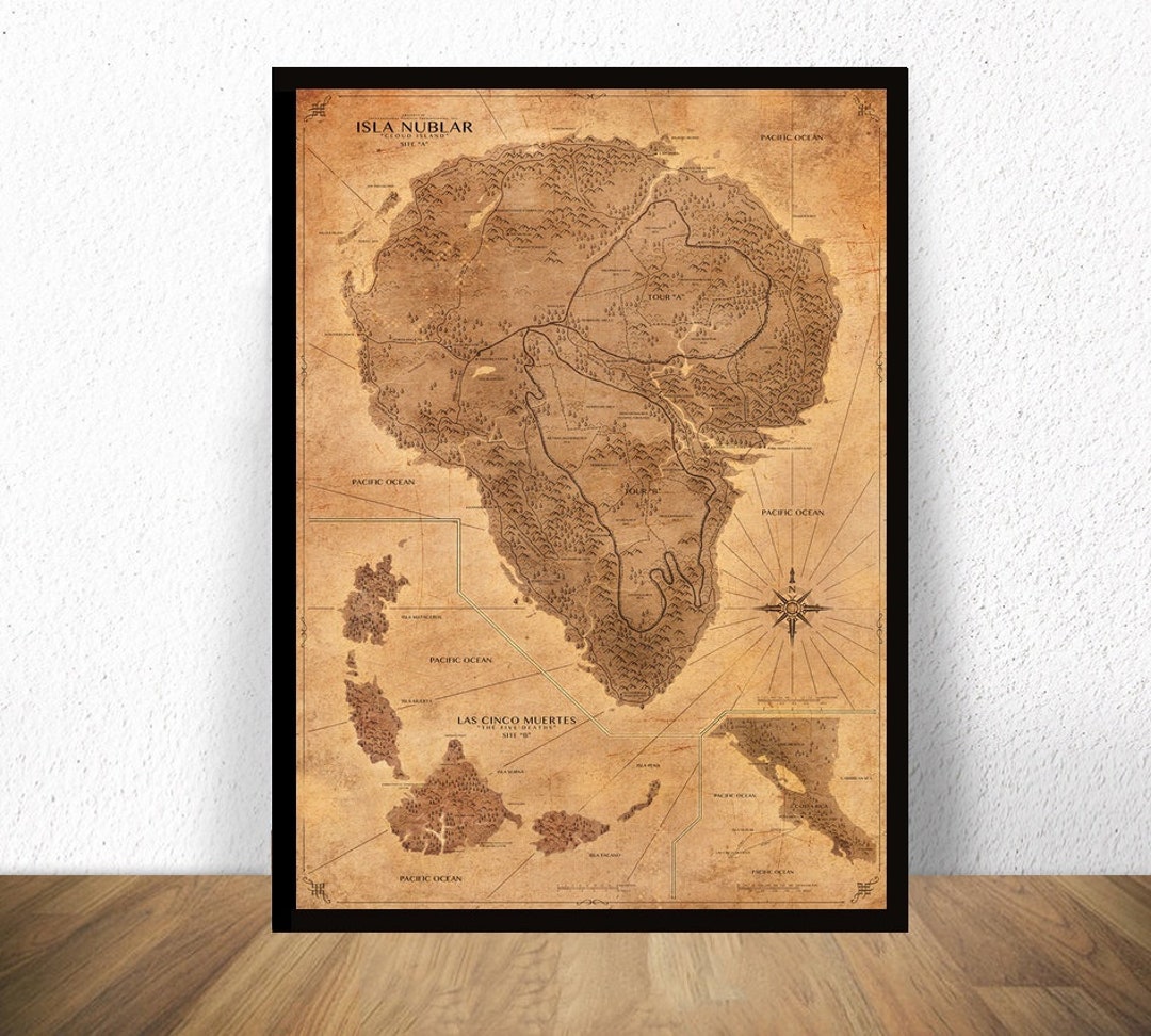 Jurassic Park Map Poster Canvas Wall Art Painting Print,no Frame - Etsy