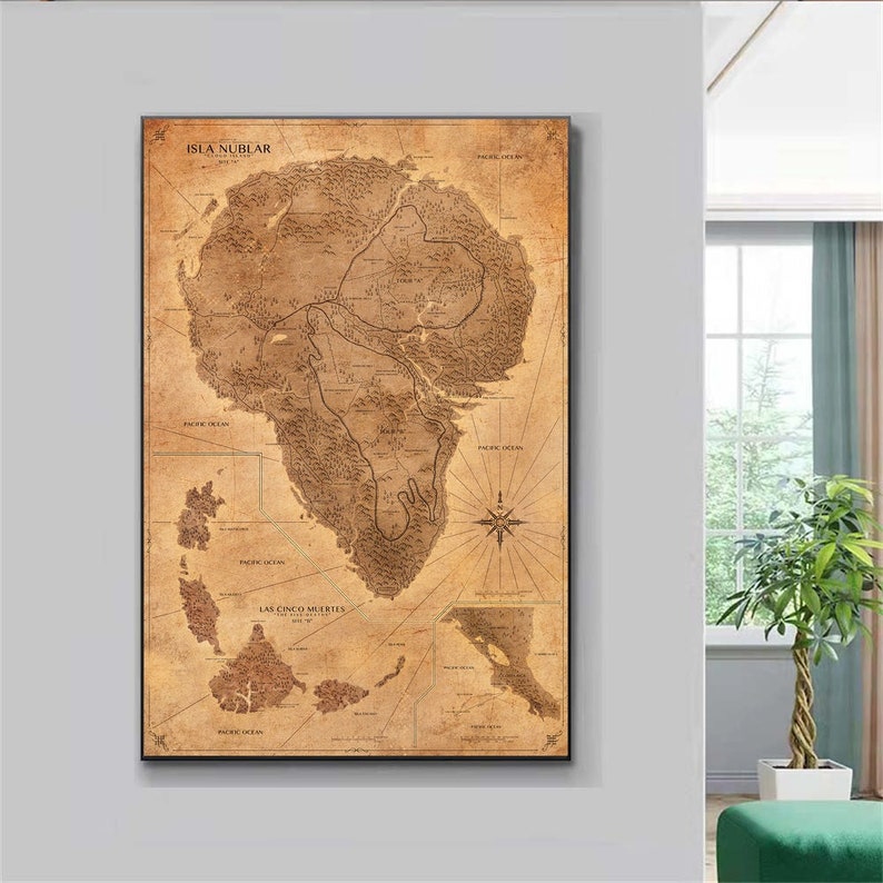 Jurassic Park Map Poster Canvas Wall Art Painting Printno - Etsy
