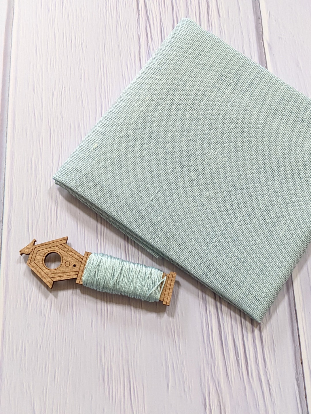 28ct Aqua Blue Light Linen Fabric by Wichelt-permin: Cross Stitch ...