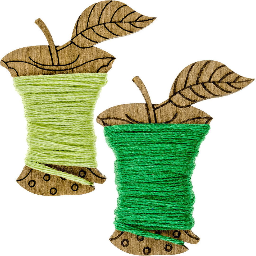 Wooden Floss Bobbins: Apple Design Thread Organizer - Set of 15 - Etsy