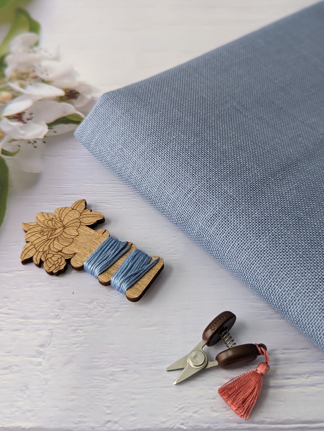 28ct Silver Blue Linen Fabric: Wichelt-permin Cross Stitch & Embroidery ...