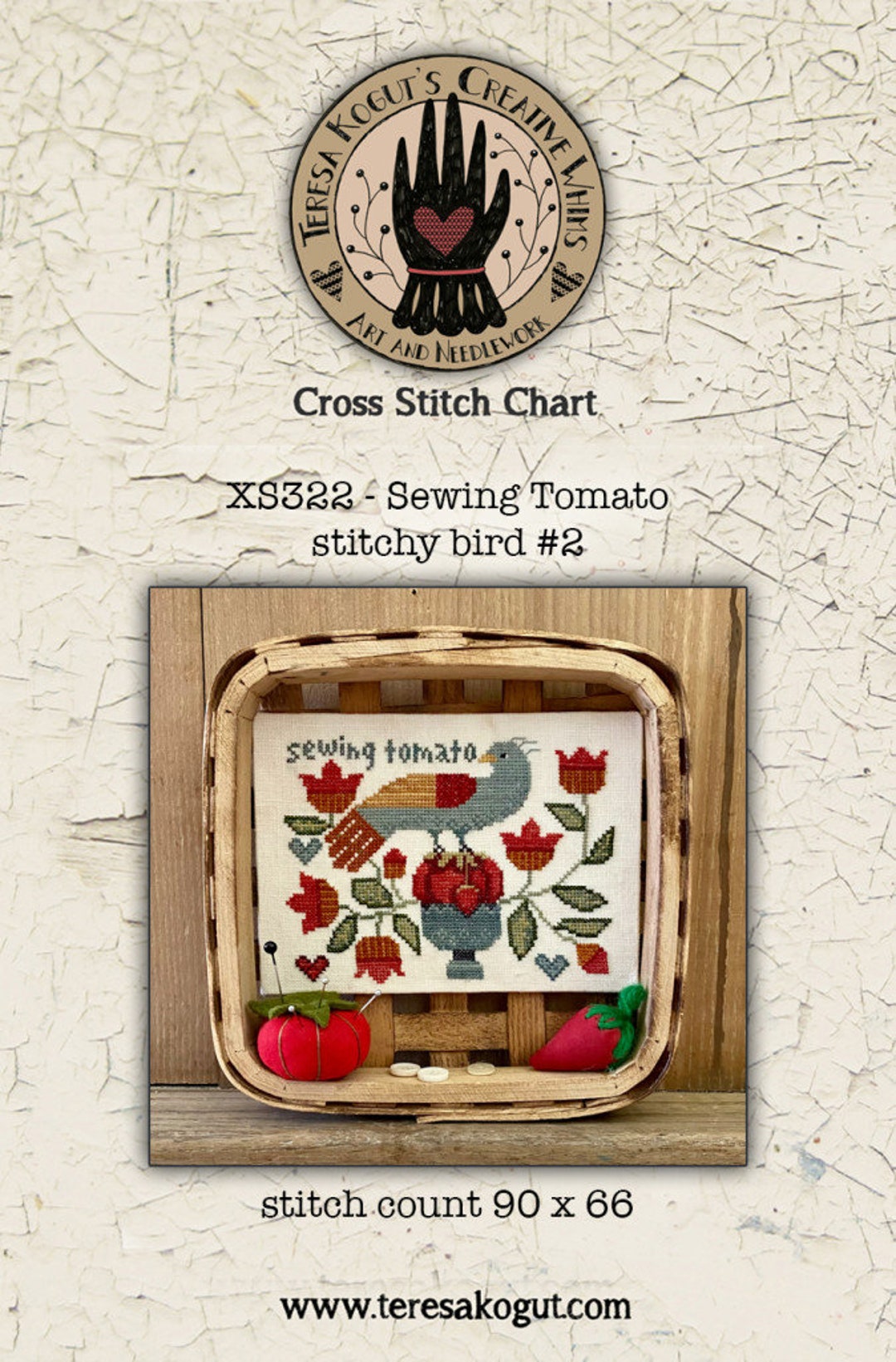 Teresa Kogut, "sewing Tomato, Stitchy Bird #2" /chart - 2023 NEW ...