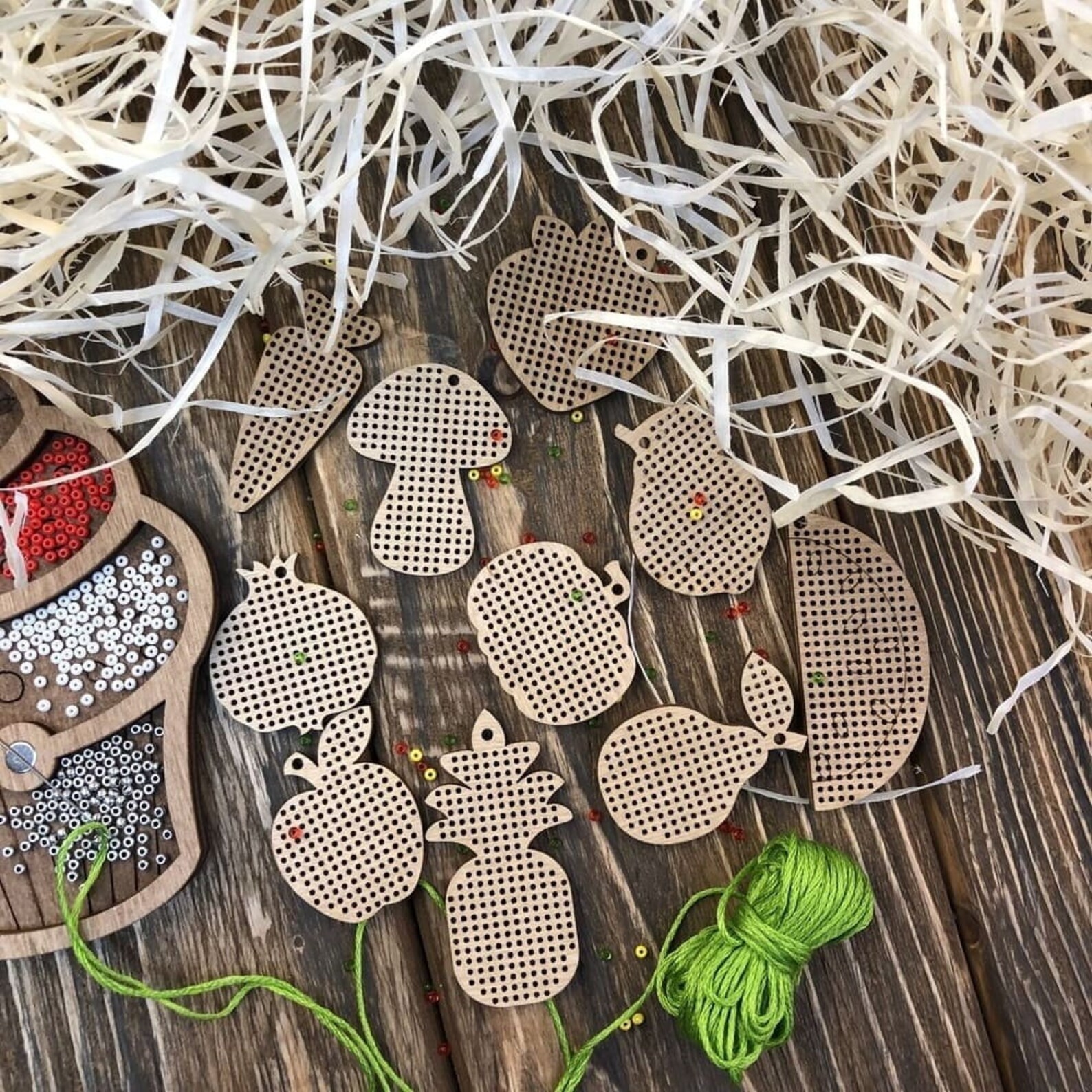 Stitchable DIY Kit for Seed Beads/cross Stitch on Wood / DIY - Etsy