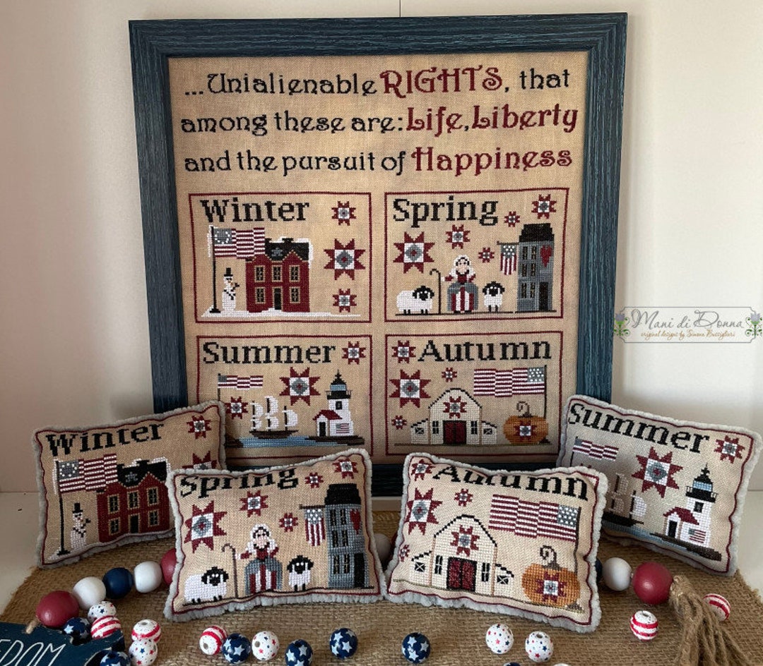 American Seasons Pillows: Seasonal Cross Stitch Charts - Etsy