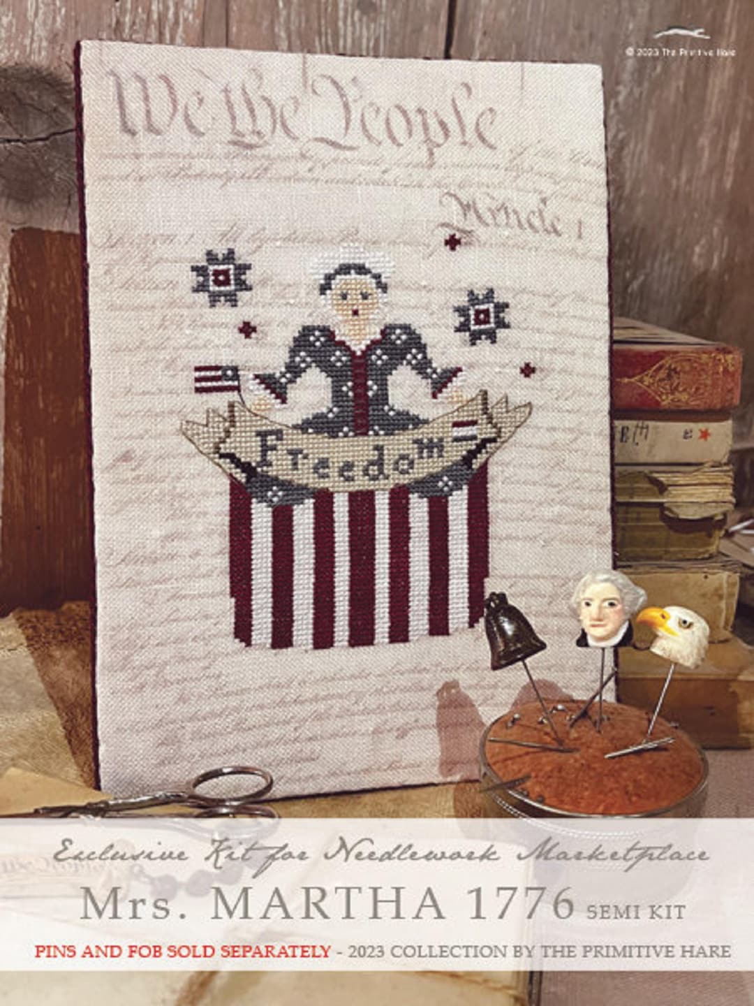 Mrs. Martha 1776 - Cross Stitch Chart and Fabrics Semi-kit by the Primitive Hare/needlework ...