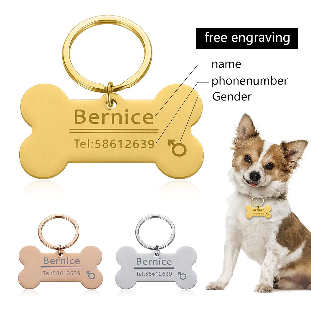 Personalized Cat Dog Pet ID Tag Keychain Engraved Pet ID Name for Cat ...