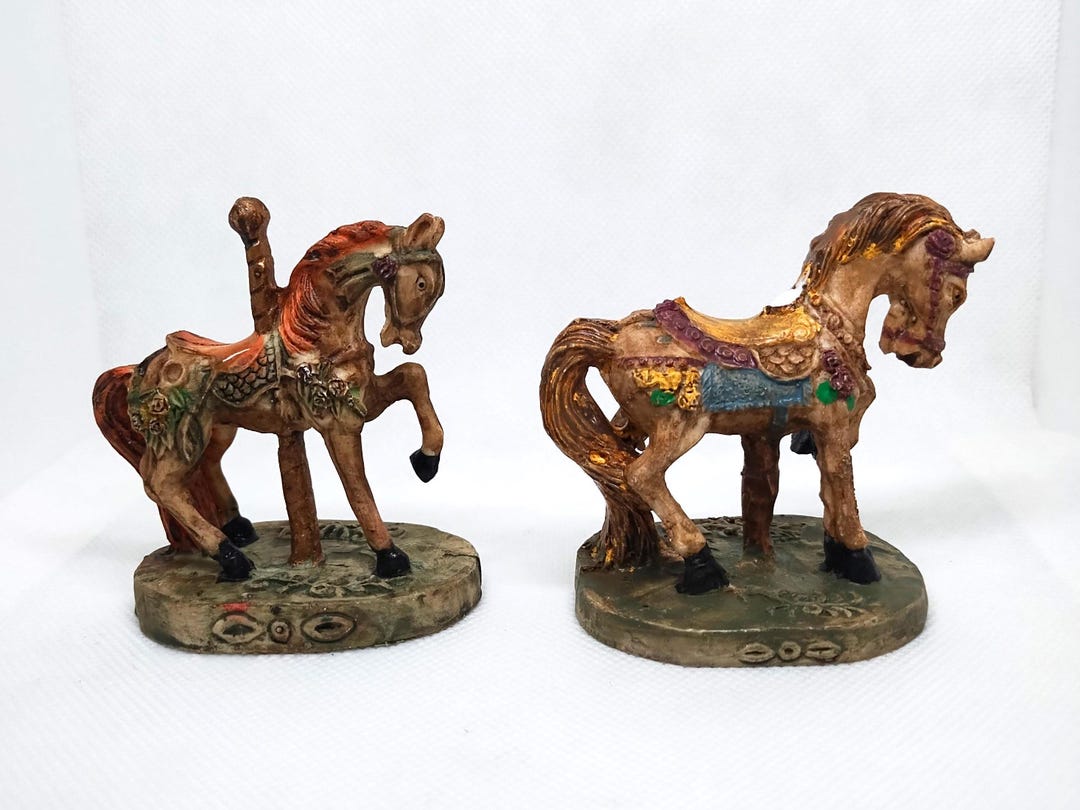 Vintage Carousel Horses, Set of 2 Carousel Horse Figurines Carousel ...
