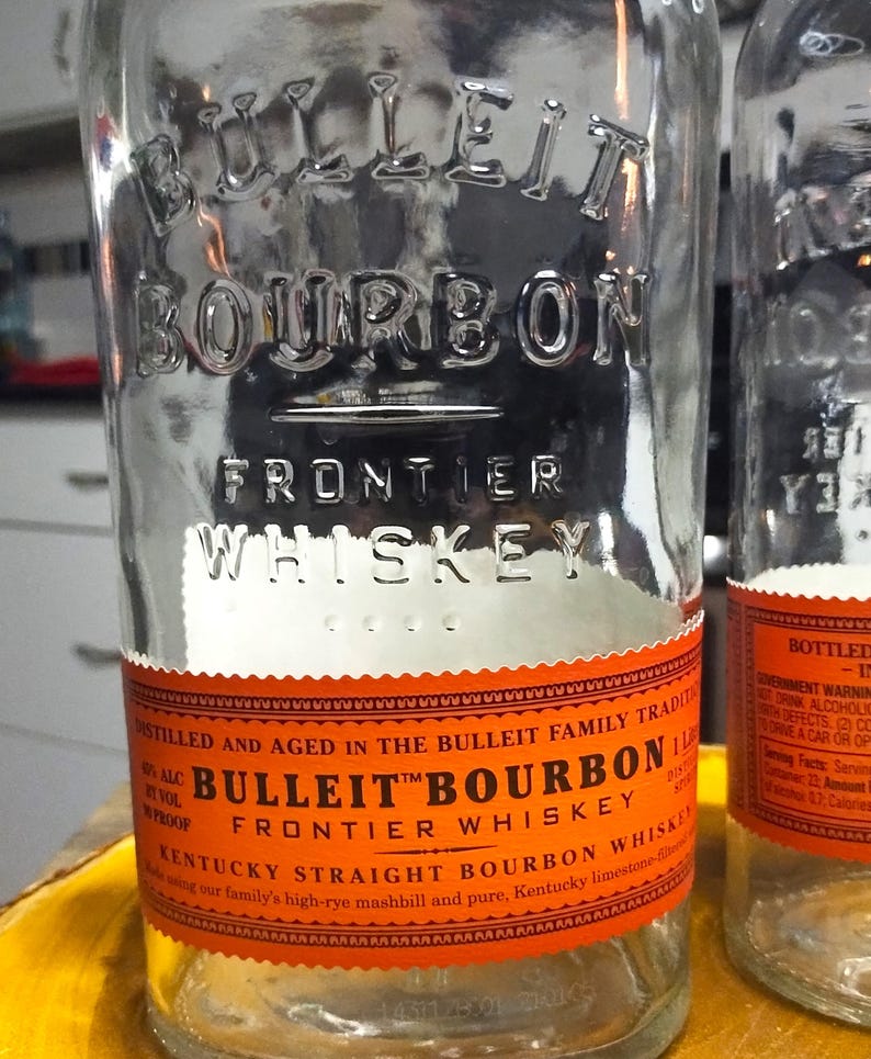Empty Bulleit and Bulleit Rye Bourbon 1, 3 or 6 Bottles - Rinsed, Corks ...