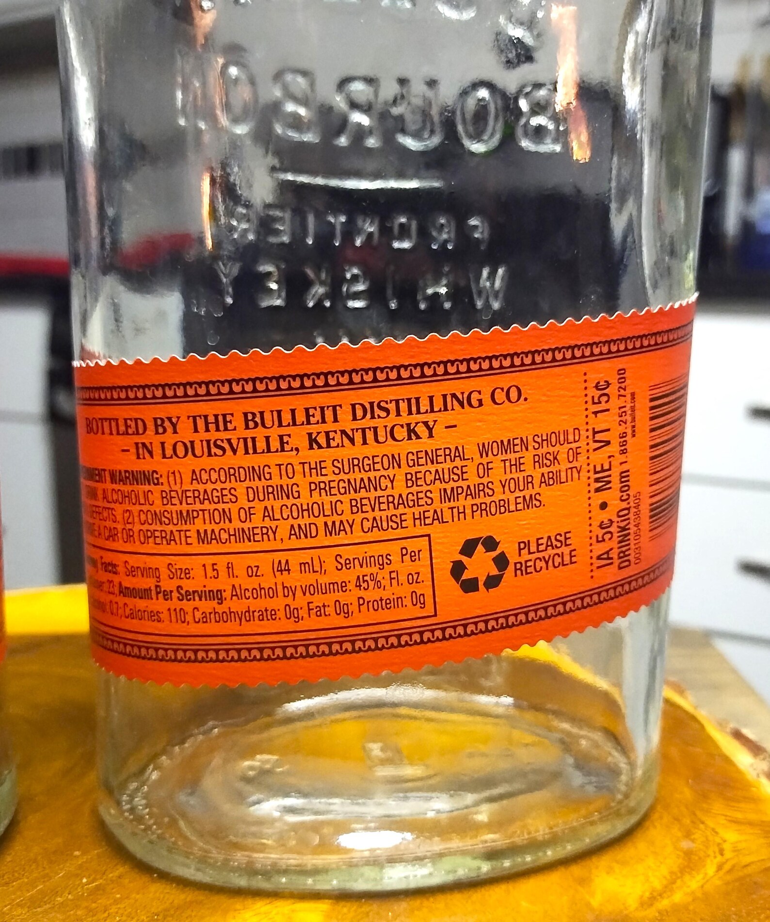 Empty Bulleit Bourbon Bottle Bulleit Kentucky Straight Bourbon Whiskey ...