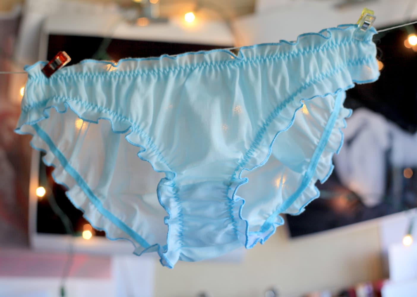 Panties Frou-frou Cosplay Bloomer Women Cotton Veil Blue Aqua Turquoise ...