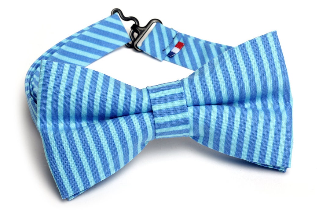 Men's Striped Bow Tie 100% Cotton Made in France - Etsy