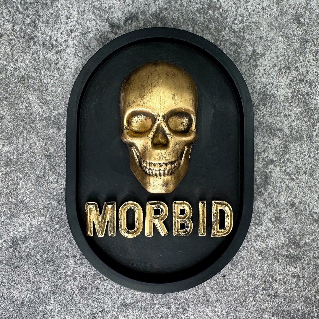 Morbid Gothic Wall Plaque, Black & Gold Skull Home Decor, Handmade ...