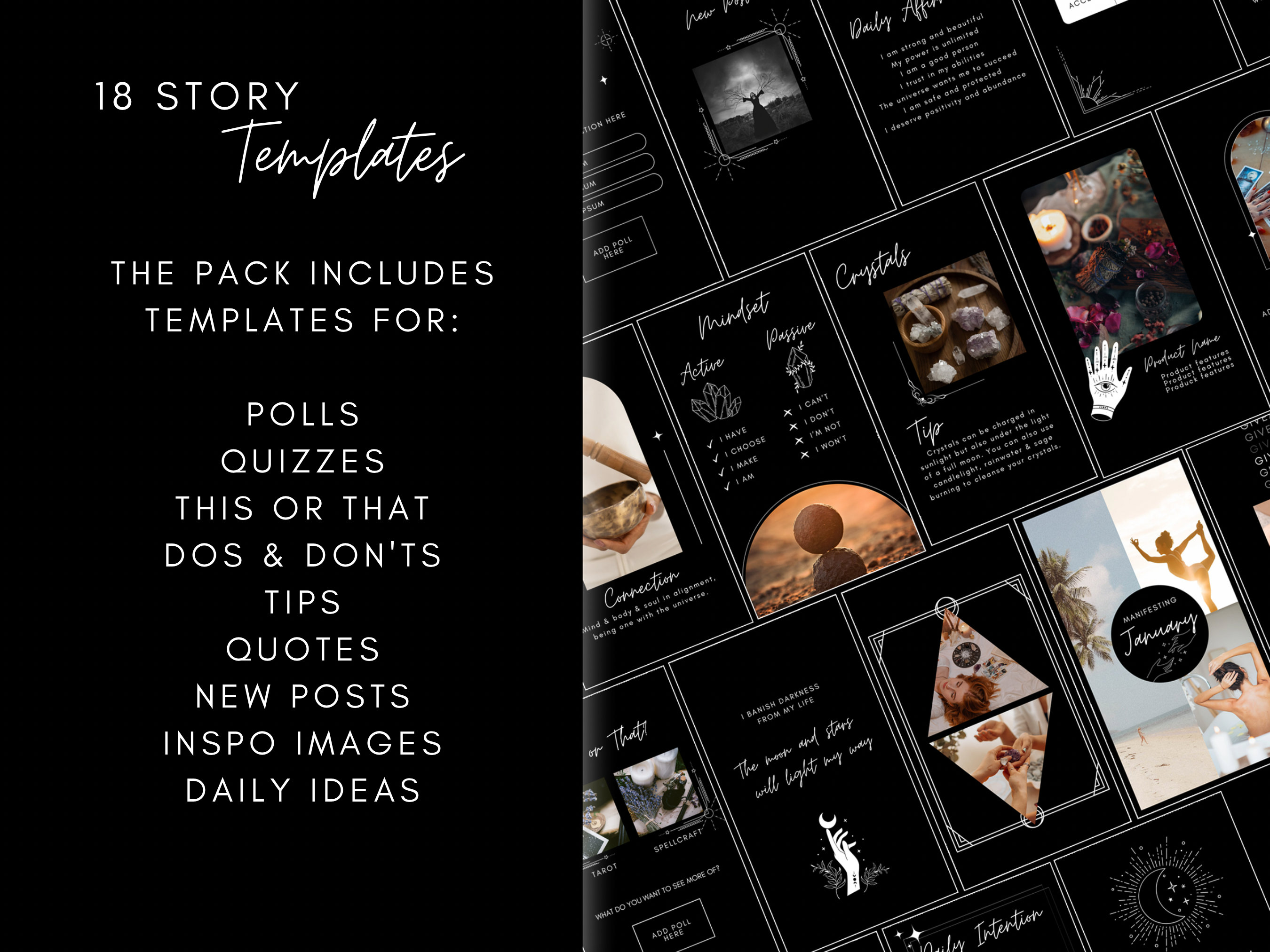 Mystic Instagram Canva Template Pack: Witchy Social Media Kit (digital ...