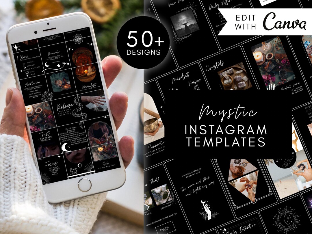 Mystic Instagram Canva Template Pack: Witchy Social Media Kit (digital ...