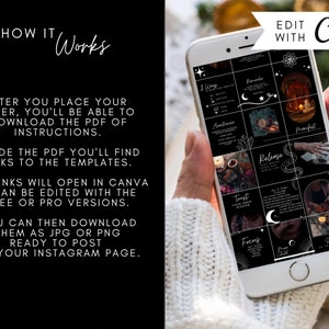 Mystic Instagram Canva Template Pack: Witchy Social Media Kit (digital ...