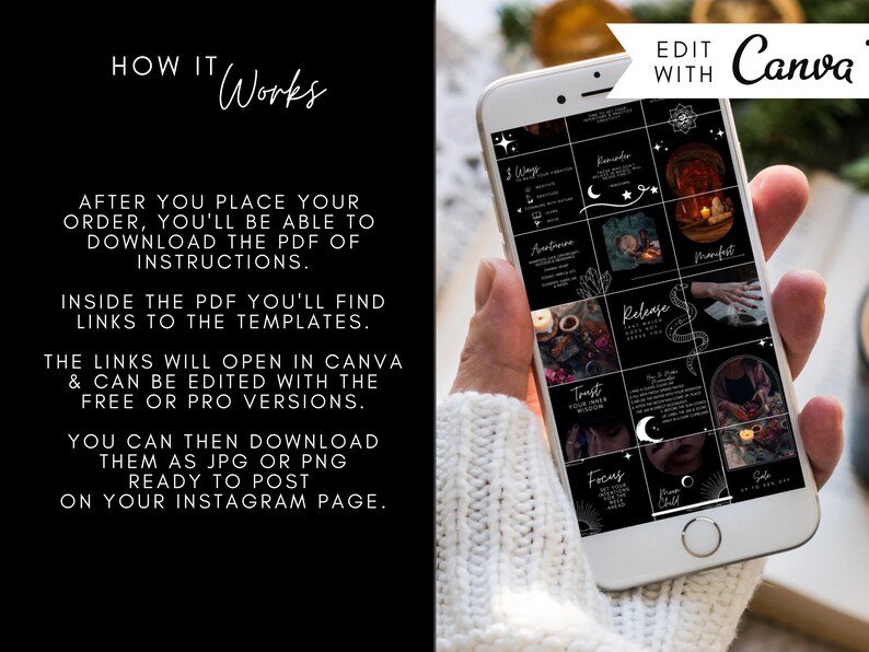 Mystic Instagram Canva Template Pack: Witchy Social Media Kit (digital ...