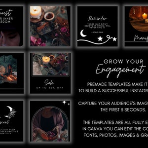 Mystic Instagram Canva Template Pack: Witchy Social Media Kit (digital ...